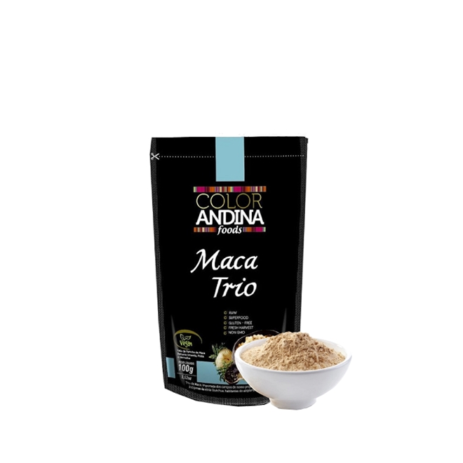 Maca Trio em Pó 100% Pura Vegan (100g) Maca Peruana Amarela, Vermelha e ...