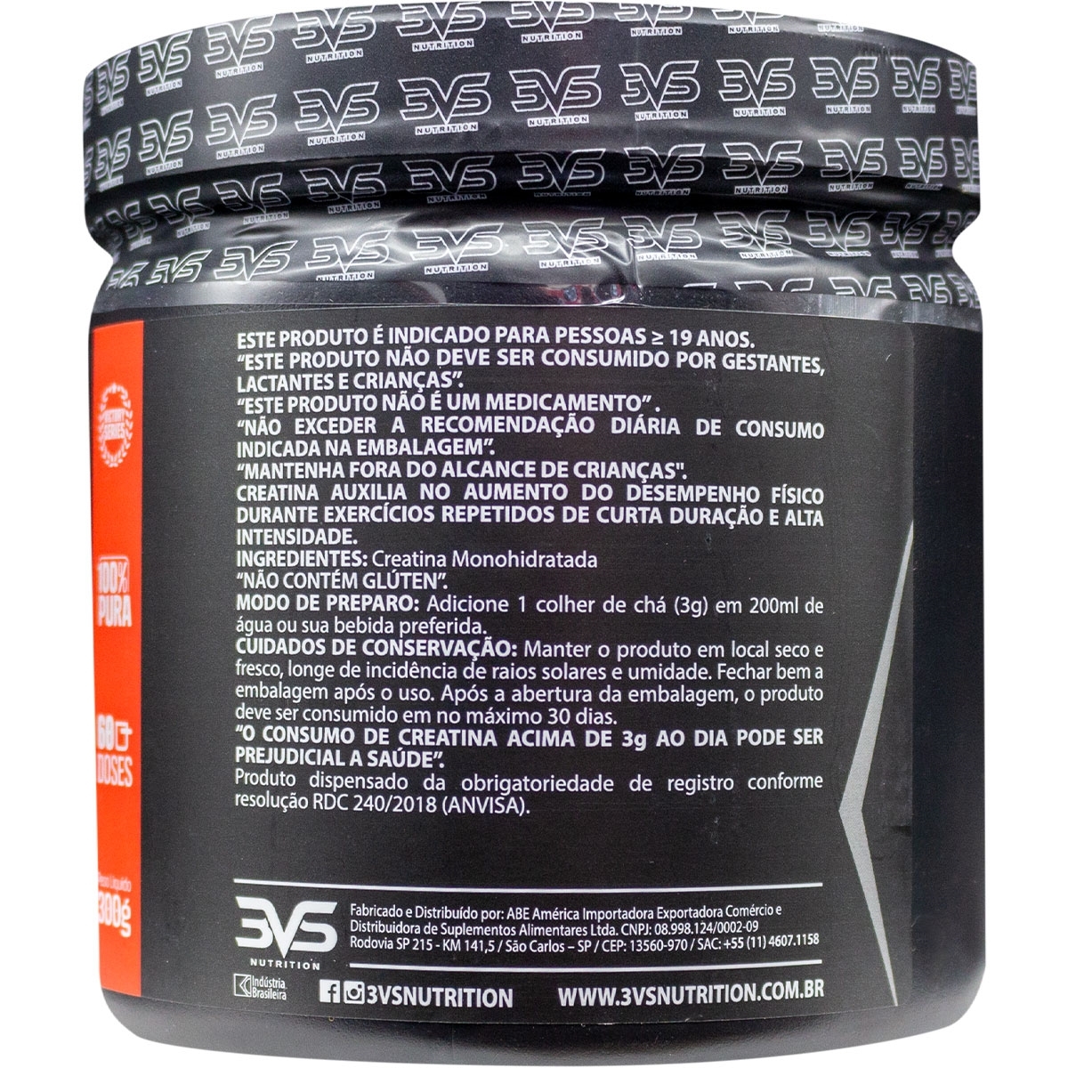 Creatina 300g 3vs 3vs Nutrition